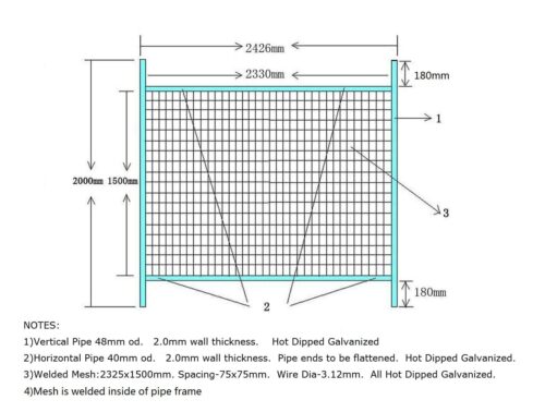 Temporary Mesh Fence Panel OD 40mm 2000 x 2500mm