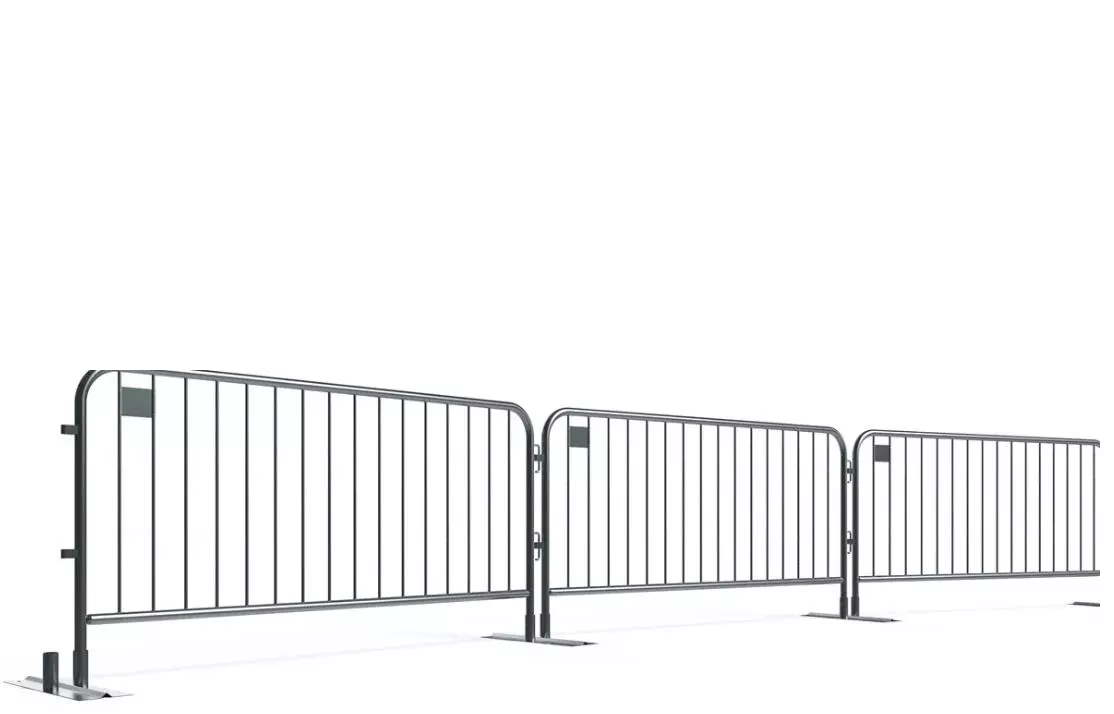 Galvanized And Powder Coated Steel Barricade With Flat Feet