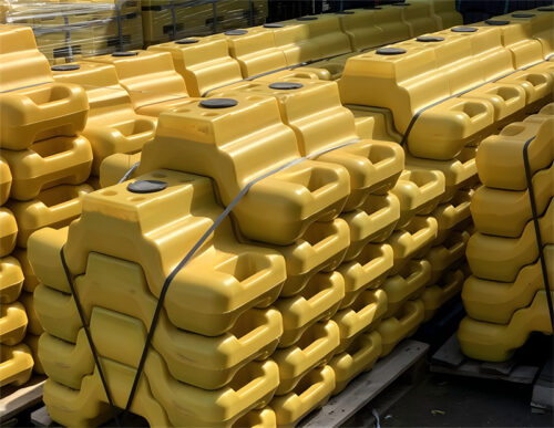 Yellow Plastic Ballast Block for Heras Temporary Fencing